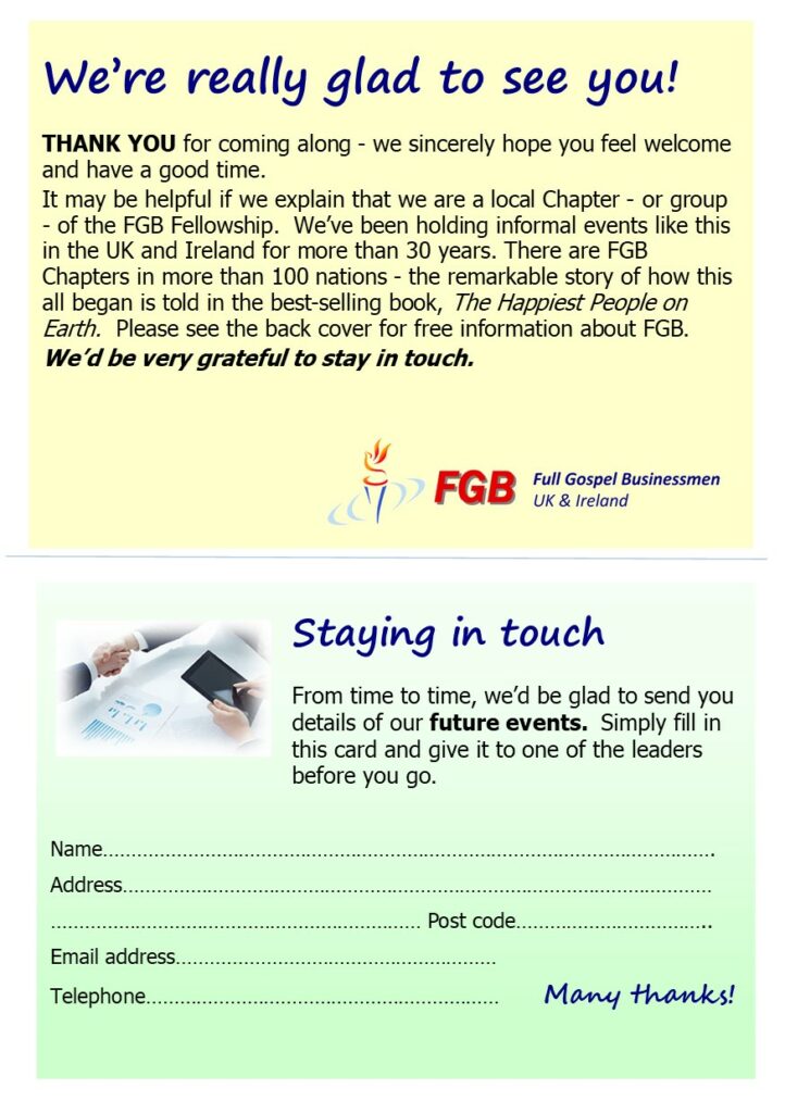 FGB Welcome Cards (PACK OF 10) - FGB